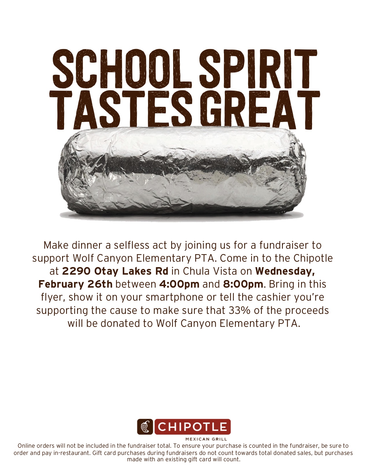 Chipotle FUNdraiser ** :: Wed, February 26th! – Wolf Canyon Elementary ...